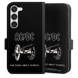 DeinDesign Galaxy S23 Handy Klapph&uuml;lle Handyh&uuml;lle aus Kunst Leder schwarz Flip Case Music Acdc Merchandise Sideflip mit Lasche