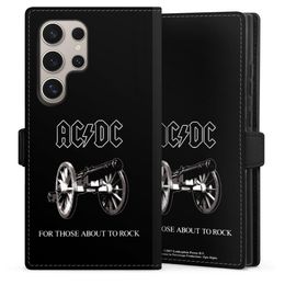 DeinDesign Galaxy S24 Ultra Handy Klapph&uuml;lle Handyh&uuml;lle aus Kunst Leder schwarz Flip Case Music Acdc Merchandise Sideflip mit Lasche