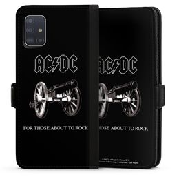 DeinDesign Galaxy A51 Handy Klapph&uuml;lle Handyh&uuml;lle aus Kunst Leder schwarz Flip Case Music Acdc Merchandise Sideflip mit Lasche
