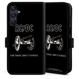 DeinDesign Galaxy A25 5G Handy Klapph&uuml;lle Handyh&uuml;lle aus Kunst Leder schwarz Flip Case Music Acdc Merchandise Sideflip mit Lasche