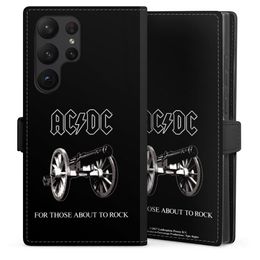 DeinDesign Galaxy S23 Ultra Handy Klapph&uuml;lle Handyh&uuml;lle aus Kunst Leder schwarz Flip Case Music Acdc Merchandise Sideflip mit Lasche