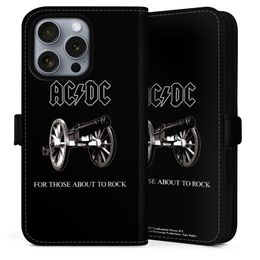 DeinDesign iPhone 16 Pro Max Handy Klapph&uuml;lle Handyh&uuml;lle aus Kunst Leder schwarz Flip Case Music Acdc Merchandise Sideflip mit Lasche