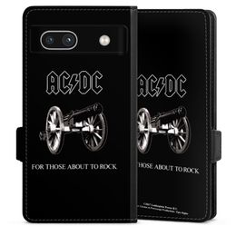 DeinDesign Google Pixel 7a Handy Klapph&uuml;lle Handyh&uuml;lle aus Kunst Leder schwarz Flip Case Music Acdc Merchandise Sideflip mit Lasche