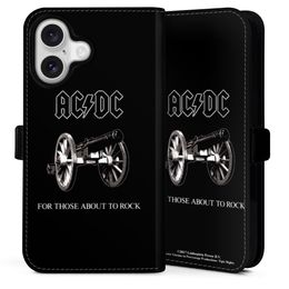 DeinDesign iPhone 16 Handy Klapph&uuml;lle Handyh&uuml;lle aus Kunst Leder schwarz Flip Case Music Acdc Merchandise Sideflip mit Lasche