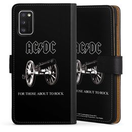 DeinDesign Galaxy A41 Handy Klapph&uuml;lle Handyh&uuml;lle aus Kunst Leder schwarz Flip Case Music Acdc Merchandise Sideflip mit Lasche