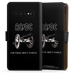 DeinDesign Galaxy S10 Handy Klapph&uuml;lle Handyh&uuml;lle aus Kunst Leder schwarz Flip Case Music Acdc Merchandise Sideflip mit Lasche