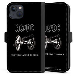 DeinDesign iPhone 13 Handy Klapph&uuml;lle Handyh&uuml;lle aus Kunst Leder schwarz Flip Case Music Acdc Merchandise Sideflip mit Lasche