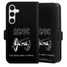 DeinDesign Galaxy S24 Handy Klapph&uuml;lle Handyh&uuml;lle aus Kunst Leder schwarz Flip Case Music Acdc Merchandise Sideflip mit Lasche