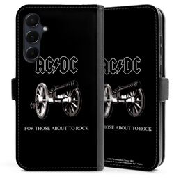 DeinDesign Galaxy A35 5G Handy Klapph&uuml;lle Handyh&uuml;lle aus Kunst Leder schwarz Flip Case Music Acdc Merchandise Sideflip mit Lasche