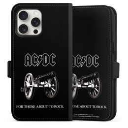 DeinDesign iPhone 15 Pro Max Handy Klapph&uuml;lle Handyh&uuml;lle aus Kunst Leder schwarz Flip Case Music Acdc Merchandise Sideflip mit Lasche