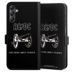 DeinDesign Galaxy A14 5G Handy Klapph&uuml;lle Handyh&uuml;lle aus Kunst Leder schwarz Flip Case Music Acdc Merchandise Sideflip mit Lasche