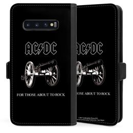 DeinDesign Galaxy S10 Plus Handy Klapph&uuml;lle Handyh&uuml;lle aus Kunst Leder schwarz Flip Case Music Acdc Merchandise Sideflip mit Lasche