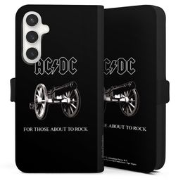 DeinDesign Galaxy S24 FE 5G Handy Klapph&uuml;lle Handyh&uuml;lle aus Kunst Leder schwarz Flip Case Music Acdc Merchandise Sideflip mit Lasche