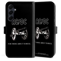 DeinDesign Galaxy A55 5G Handy Klapph&uuml;lle Handyh&uuml;lle aus Kunst Leder schwarz Flip Case Music Acdc Merchandise Sideflip mit Lasche