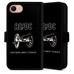DeinDesign iPhone 16e Handy Klapph&uuml;lle Handyh&uuml;lle aus Kunst Leder schwarz Flip Case Music Acdc Merchandise Sideflip mit Lasche