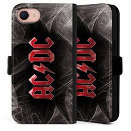 DeinDesign iPhone 16e Handy Klapph&uuml;lle Handyh&uuml;lle aus Kunst Leder schwarz Flip Case Merchandise Acdc Logo Sideflip mit Lasche