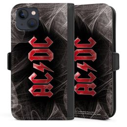DeinDesign iPhone 13 Handy Klapph&uuml;lle Handyh&uuml;lle aus Kunst Leder schwarz Flip Case Merchandise Acdc Logo Sideflip mit Lasche