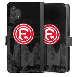 DeinDesign Galaxy A32 4G Handy Klapph&uuml;lle Handyh&uuml;lle aus Kunst Leder schwarz Flip Case Official Licensed Product Logo Fortuna D&uuml;sseldorf Sideflip mit Lasche