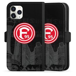 DeinDesign iPhone 11 Pro Handy Klapph&uuml;lle Handyh&uuml;lle aus Kunst Leder schwarz Flip Case Official Licensed Product Logo Fortuna D&uuml;sseldorf Sideflip mit Lasche