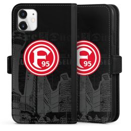 DeinDesign iPhone 11 Handy Klapph&uuml;lle Handyh&uuml;lle aus Kunst Leder schwarz Flip Case Official Licensed Product Logo Fortuna D&uuml;sseldorf Sideflip mit Lasche