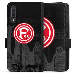 DeinDesign Galaxy A50 Handy Klapph&uuml;lle Handyh&uuml;lle aus Kunst Leder schwarz Flip Case Official Licensed Product Logo Fortuna D&uuml;sseldorf Sideflip mit Lasche
