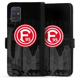 DeinDesign Galaxy A51 Handy Klapph&uuml;lle Handyh&uuml;lle aus Kunst Leder schwarz Flip Case Official Licensed Product Logo Fortuna D&uuml;sseldorf Sideflip mit Lasche