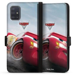 DeinDesign Galaxy A51 Handy Klapph&uuml;lle Handyh&uuml;lle aus Kunst Leder schwarz Flip Case Lightning Mcqueen 95 Official Licensed Product Cars Sideflip mit Lasche