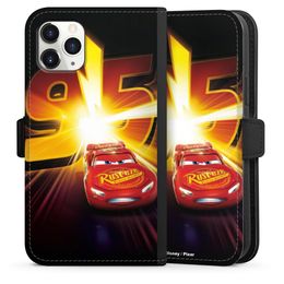 DeinDesign iPhone 11 Pro Handy Klapph&uuml;lle Handyh&uuml;lle aus Kunst Leder schwarz Flip Case Official Licensed Product Cars Lightning Mcqueen 95 Sideflip mit Lasche