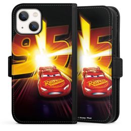 DeinDesign Galaxy A51 Handy Klapph&uuml;lle Handyh&uuml;lle aus Kunst Leder schwarz Flip Case Official Licensed Product Cars Lightning Mcqueen 95 Sideflip mit Lasche