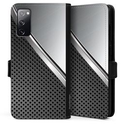 DeinDesign Galaxy S20 Handy Klapph&uuml;lle Handyh&uuml;lle aus Kunst Leder schwarz Flip Case Carbon Steel Metall Sideflip mit Lasche