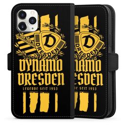 DeinDesign iPhone 11 Pro Handy Klapph&uuml;lle Handyh&uuml;lle aus Kunst Leder schwarz Flip Case Sg Dynamo Dresden Statement Sgd Sideflip mit Lasche
