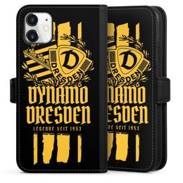DeinDesign iPhone 11 Handy Klapph&uuml;lle Handyh&uuml;lle aus Kunst Leder schwarz Flip Case Sg Dynamo Dresden Statement Sgd Sideflip mit Lasche