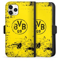 DeinDesign iPhone 11 Pro Handy Klapph&uuml;lle Handyh&uuml;lle aus Kunst Leder schwarz Flip Case Bvb Official Licensed Product Borussia Dortmund Sideflip mit Lasche