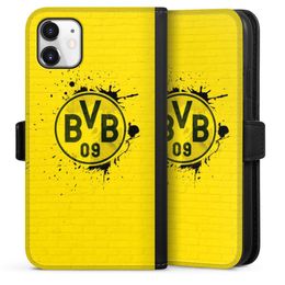 DeinDesign iPhone 11 Handy Klapph&uuml;lle Handyh&uuml;lle aus Kunst Leder schwarz Flip Case Official Licensed Product Bvb Borussia Dortmund Sideflip mit Lasche