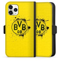 DeinDesign iPhone 11 Pro Handy Klapph&uuml;lle Handyh&uuml;lle aus Kunst Leder schwarz Flip Case Bvb Official Licensed Product Borussia Dortmund Sideflip mit Lasche
