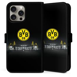 DeinDesign iPhone 16 Pro Handy Klapph&uuml;lle Handyh&uuml;lle aus Kunst Leder schwarz Flip Case Borussia Dortmund Stadium Bvb Sideflip mit Lasche
