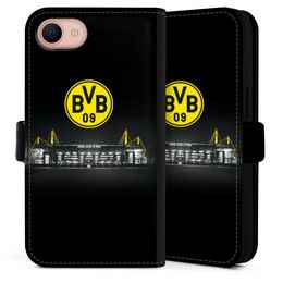 DeinDesign iPhone 16e Handy Klapph&uuml;lle Handyh&uuml;lle aus Kunst Leder schwarz Flip Case Borussia Dortmund Stadium Bvb Sideflip mit Lasche