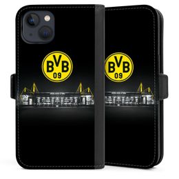 DeinDesign iPhone 13 Handy Klapph&uuml;lle Handyh&uuml;lle aus Kunst Leder schwarz Flip Case Borussia Dortmund Stadium Bvb Sideflip mit Lasche