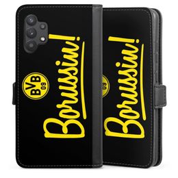DeinDesign Galaxy A32 4G Handy Klapph&uuml;lle Handyh&uuml;lle aus Kunst Leder schwarz Flip Case Borussia Dortmund Bvb Soccer Sideflip mit Lasche
