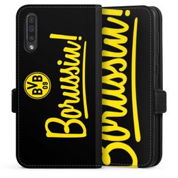 DeinDesign Galaxy A50 Handy Klapph&uuml;lle Handyh&uuml;lle aus Kunst Leder schwarz Flip Case Borussia Dortmund Bvb Soccer Sideflip mit Lasche