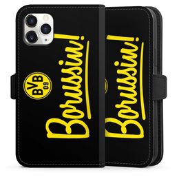DeinDesign iPhone 11 Pro Handy Klapph&uuml;lle Handyh&uuml;lle aus Kunst Leder schwarz Flip Case Borussia Dortmund Bvb Soccer Sideflip mit Lasche