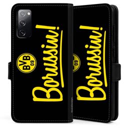 DeinDesign Galaxy S20 Handy Klapph&uuml;lle Handyh&uuml;lle aus Kunst Leder schwarz Flip Case Borussia Dortmund Bvb Soccer Sideflip mit Lasche