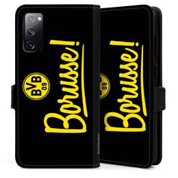 DeinDesign Galaxy S20 Handy Klapph&uuml;lle Handyh&uuml;lle aus Kunst Leder schwarz Flip Case Bvb Borussia Dortmund Borusse Sideflip mit Lasche