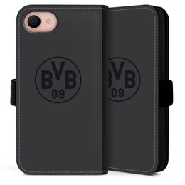 DeinDesign iPhone 16e Handy Klapph&uuml;lle Handyh&uuml;lle aus Kunst Leder schwarz Flip Case Bvb Borussia Dortmund Logo Sideflip mit Lasche