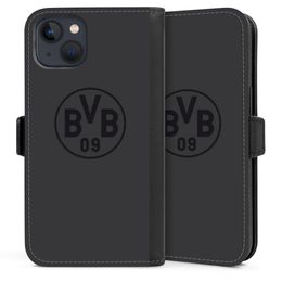 DeinDesign iPhone 13 Handy Klapph&uuml;lle Handyh&uuml;lle aus Kunst Leder schwarz Flip Case Bvb Borussia Dortmund Logo Sideflip mit Lasche