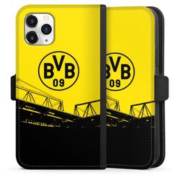 DeinDesign iPhone 11 Pro Handy Klapph&uuml;lle Handyh&uuml;lle aus Kunst Leder schwarz Flip Case Bvb Merchandise Borussia Dortmund Sideflip mit Lasche