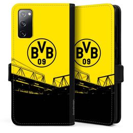 DeinDesign Galaxy S20 Handy Klapph&uuml;lle Handyh&uuml;lle aus Kunst Leder schwarz Flip Case Bvb Borussia Dortmund Merchandise Sideflip mit Lasche