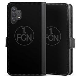 DeinDesign Galaxy A32 4G Handy Klapph&uuml;lle Handyh&uuml;lle aus Kunst Leder schwarz Flip Case 1. Fcn 1. Fc N&uuml;rnberg Logo Sideflip mit Lasche