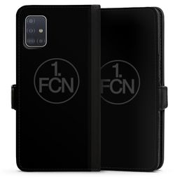 DeinDesign Galaxy A51 Handy Klapph&uuml;lle Handyh&uuml;lle aus Kunst Leder schwarz Flip Case 1. Fcn 1. Fc N&uuml;rnberg Logo Sideflip mit Lasche