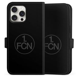 DeinDesign iPhone 15 Pro Max Handy Klapph&uuml;lle Handyh&uuml;lle aus Kunst Leder schwarz Flip Case 1. Fcn 1. Fc N&uuml;rnberg Logo Sideflip mit Lasche